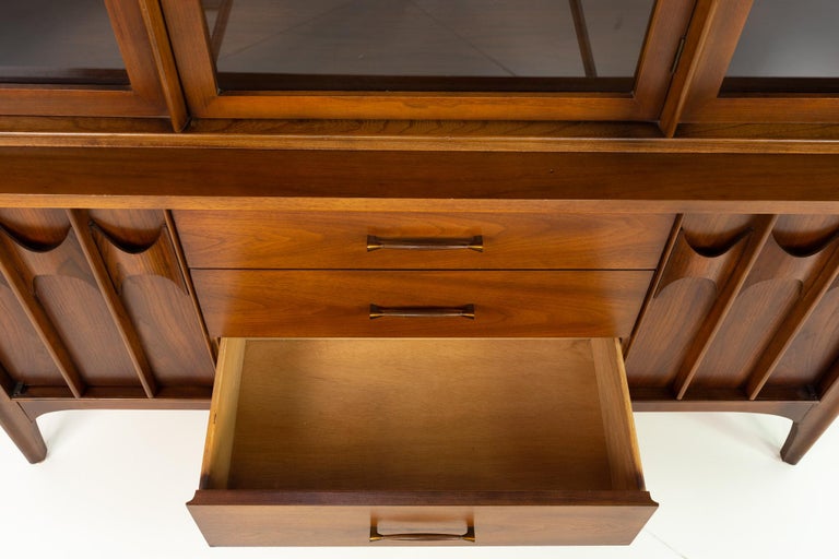 Kent Coffey Perspecta Mid Century Walnut and Rosewood Buffet and Hutch ...