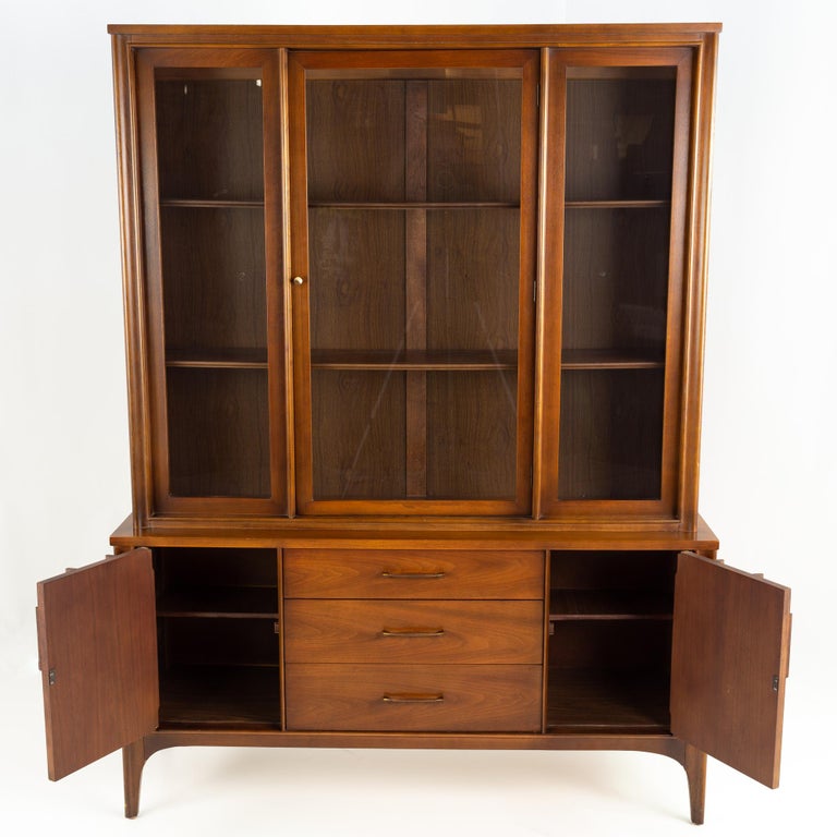 Kent Coffey Perspecta Mid Century Walnut and Rosewood Buffet and Hutch ...
