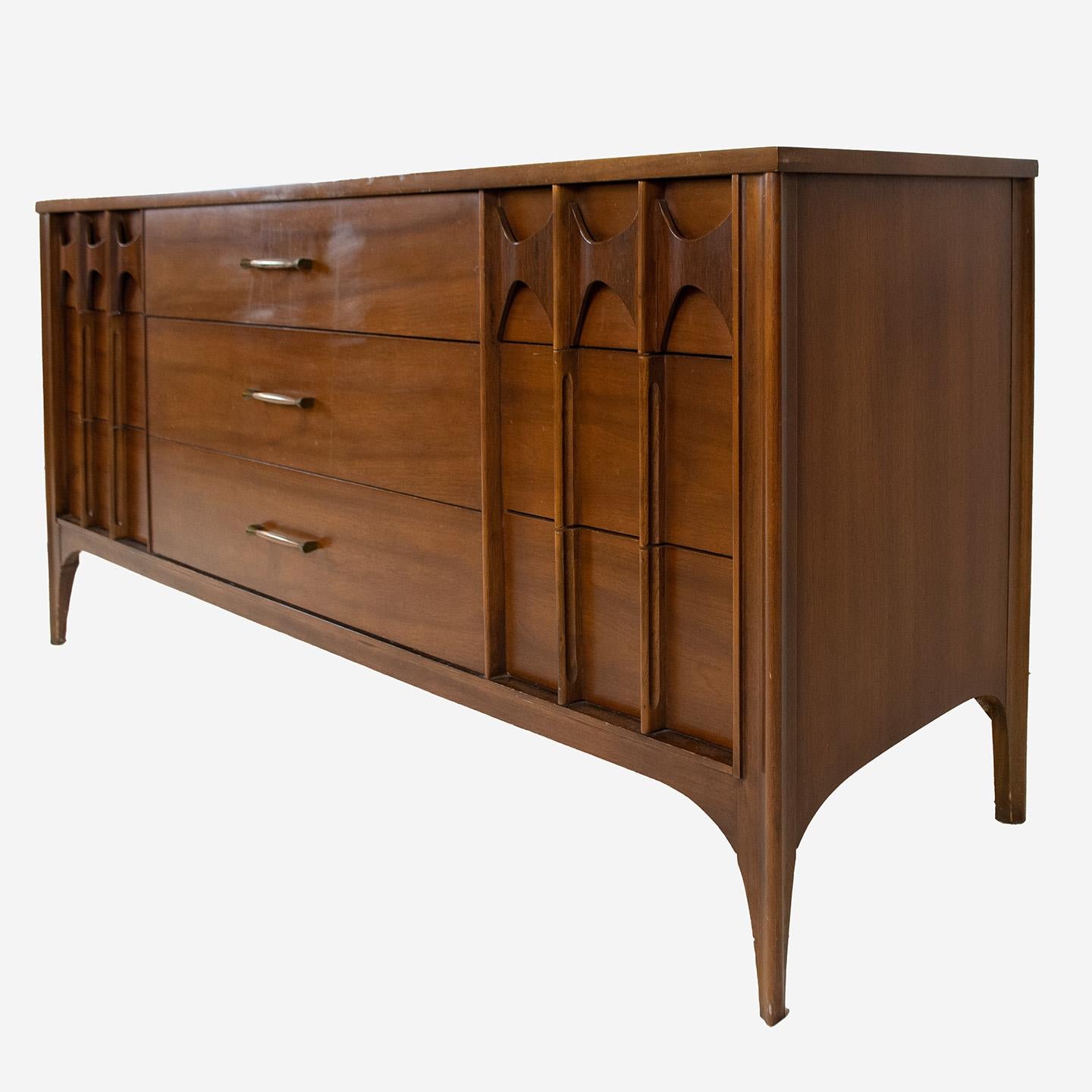 Kent Coffey Perspecta Mid-Century Walnut and Rosewood Dresser at 1stDibs