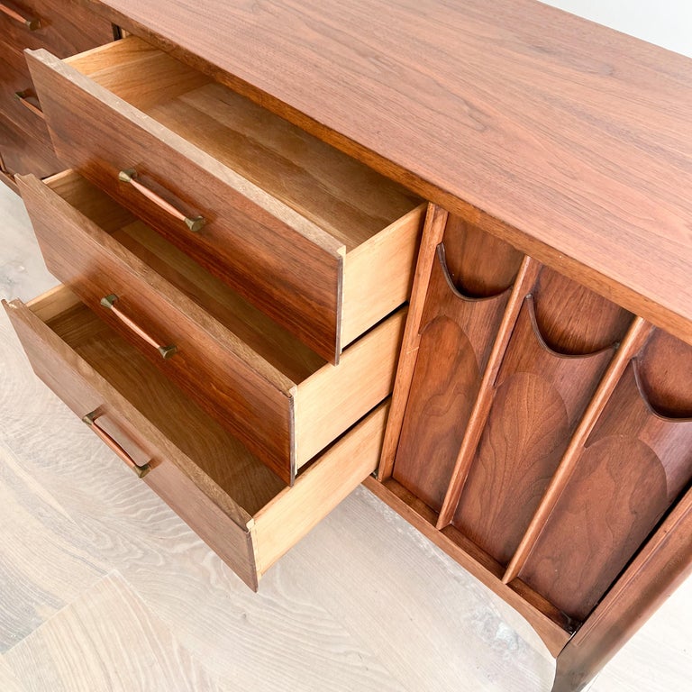 Kent Coffey Perspecta Walnut and Rosewood 12 Drawer Dresser at 1stDibs