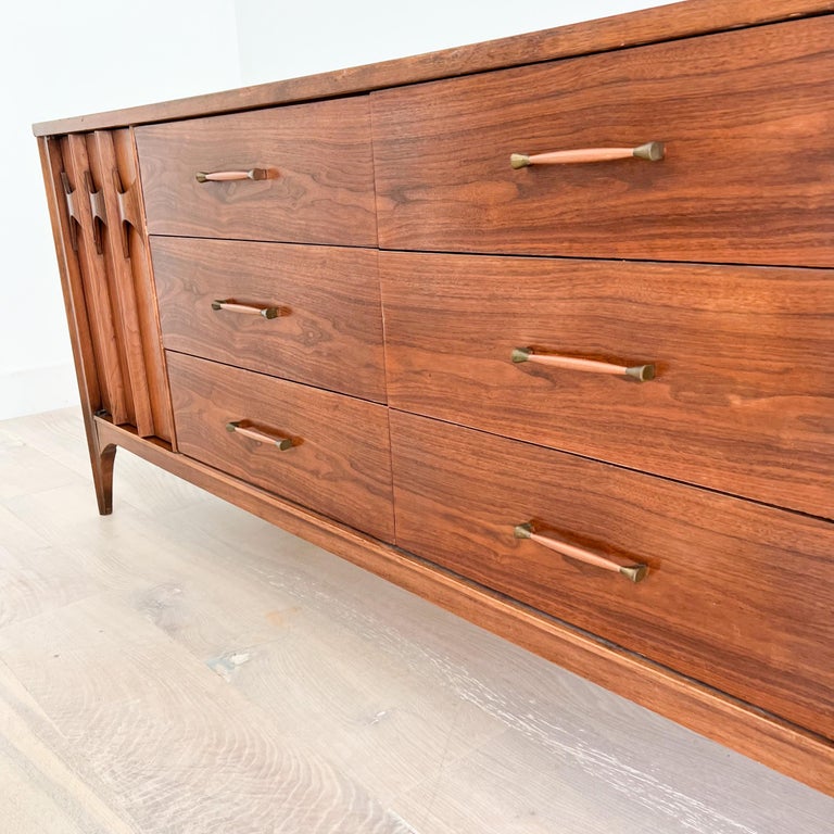 Kent Coffey Perspecta Walnut and Rosewood 12 Drawer Dresser at 1stDibs