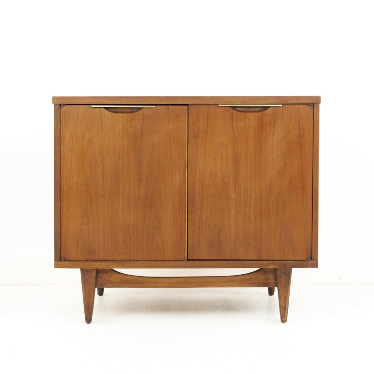 Kent Coffey Tableau Mid Century Walnut 2 Door Cabinet at 1stDibs