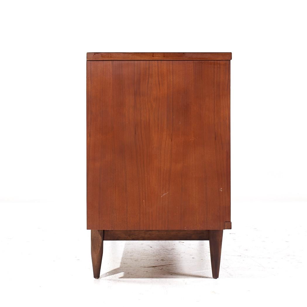 Kent Coffey Tableau Mid Century Walnut and Brass 9 Drawer Lowboy ...