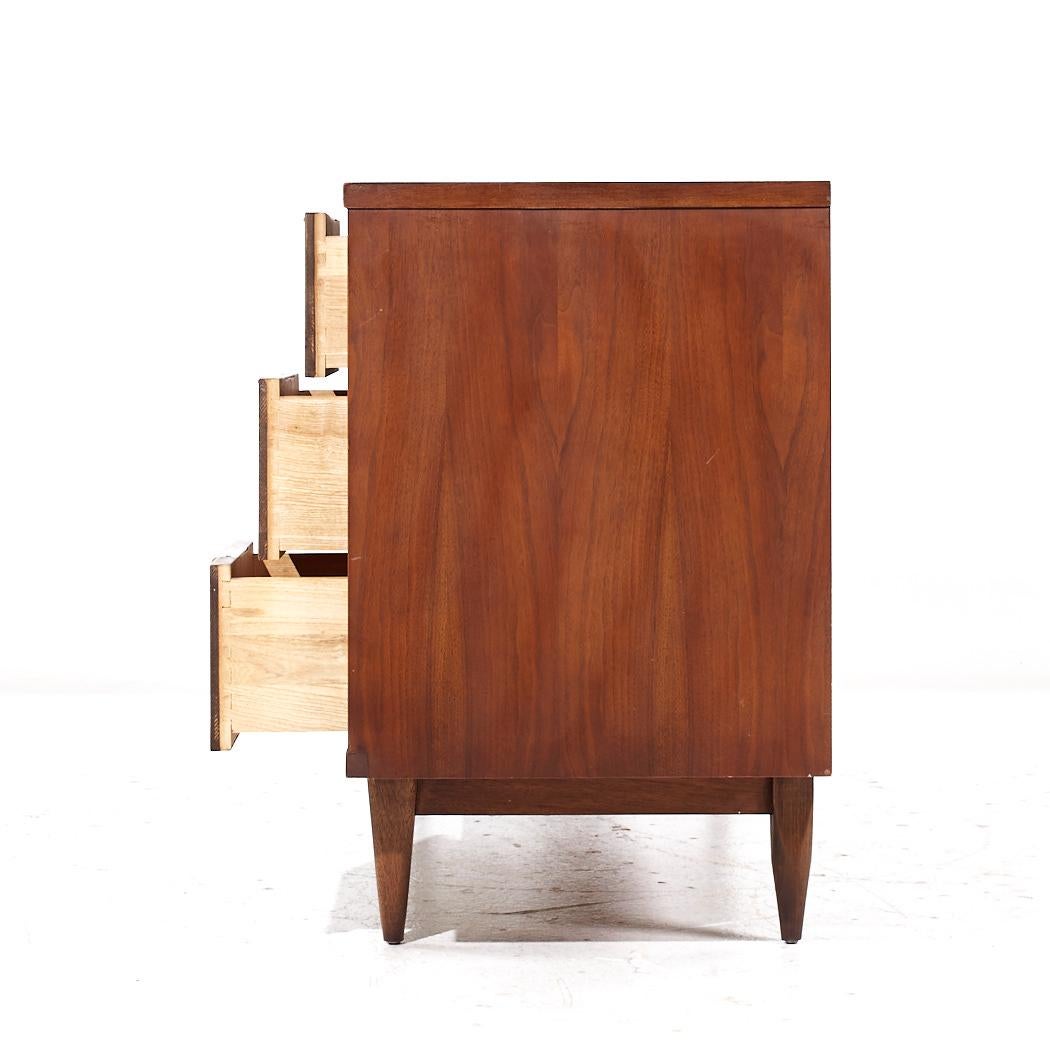 Kent Coffey Tableau Mid Century Walnut and Brass 9 Drawer Lowboy ...