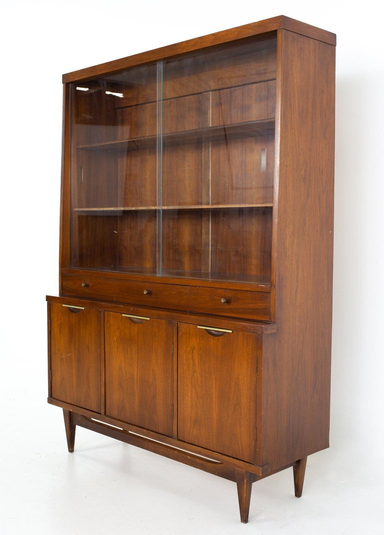 Kent Coffey Tableau Mid-Century Walnut China Cabinet at 1stDibs