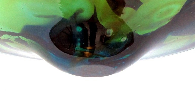 Kent Forrest Ipsen Studio Glass Centerpiece Green with Purple and ...