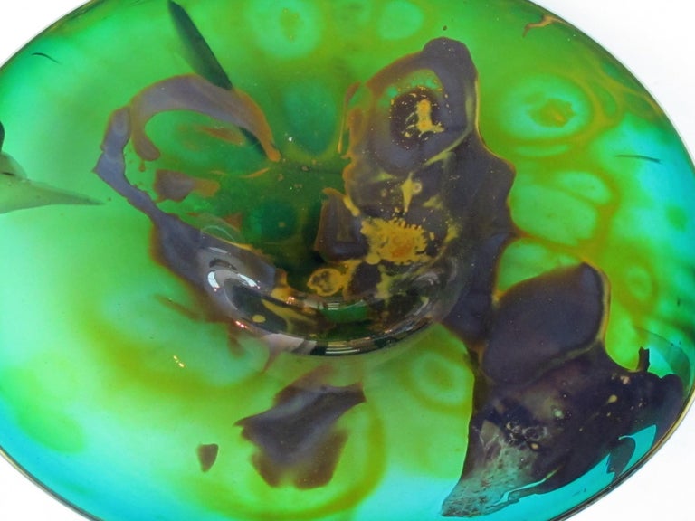 Kent Forrest Ipsen Studio Glass Centerpiece Green with Purple and ...