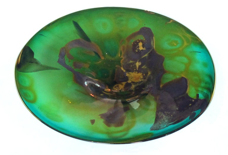 Kent Forrest Ipsen Studio Glass Centerpiece Green with Purple and ...