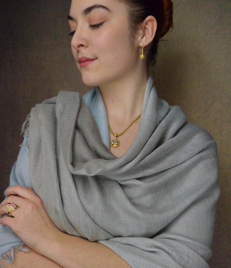 Kent Raible 18 Karat All Gold Acorn Drop Earrings with Fine Granulation ...