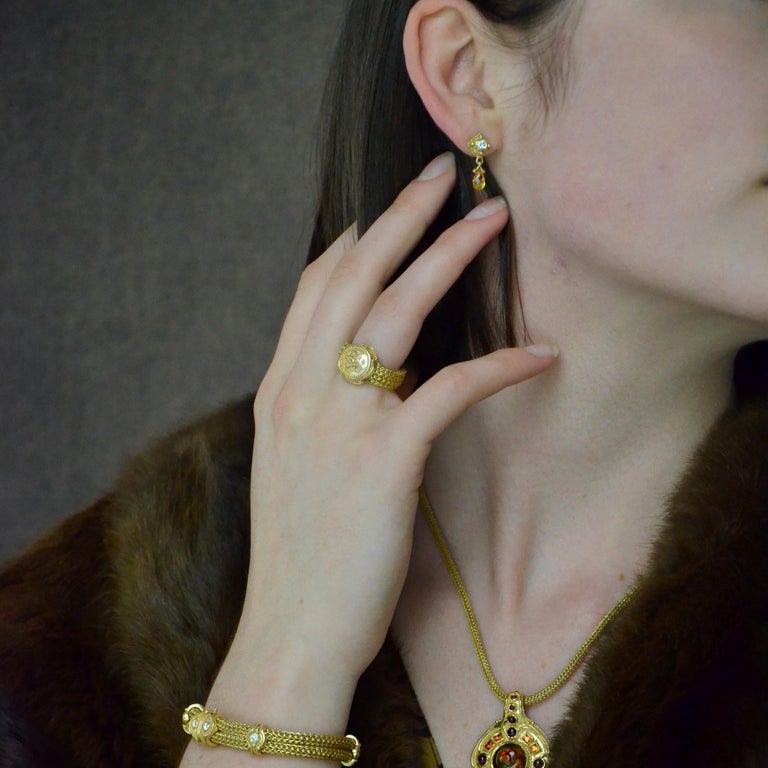 Kent Raible 18 Karat All Gold Chain Ring with Fine Granulation For Sale ...