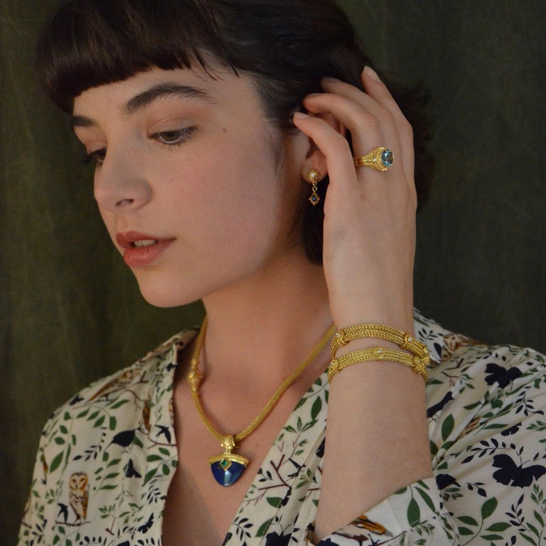 Kent Raible 18 Karat Gold Aquamarine and Diamond Cocktail Ring with ...