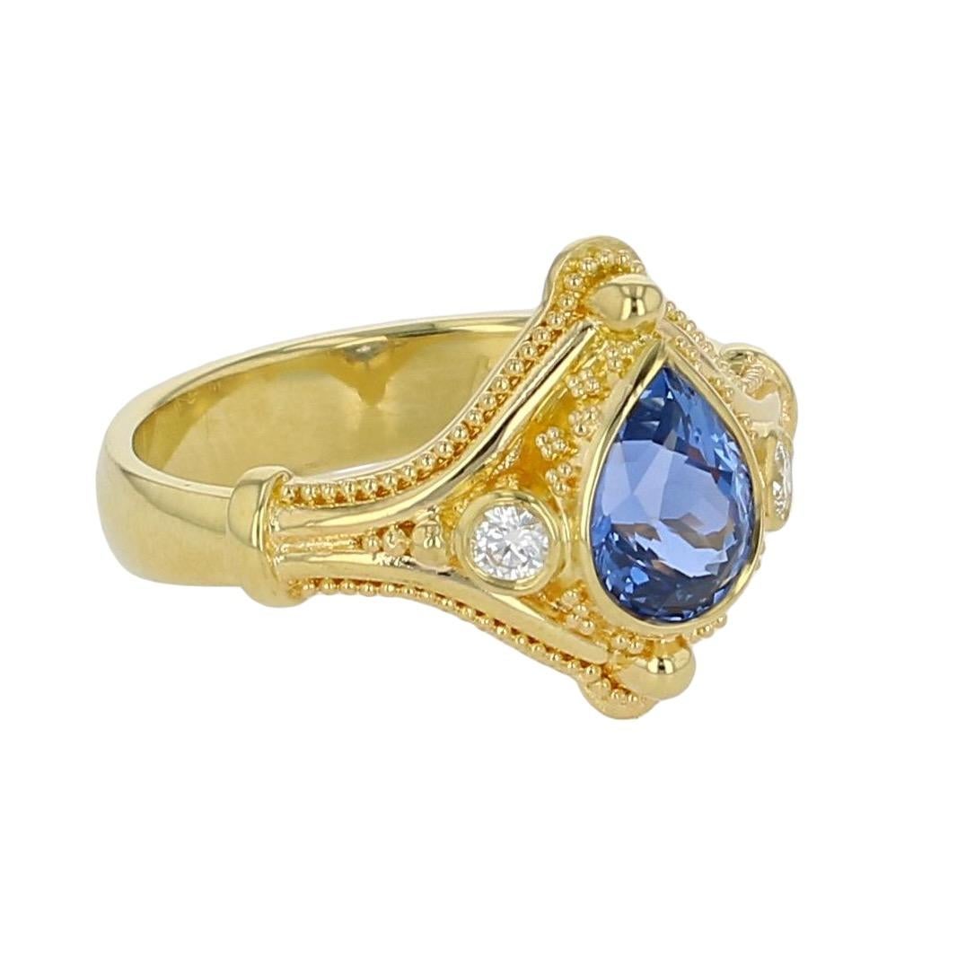 Kent Raible 18 karat Gold Blue Sapphire and Diamond Ring with Fine ...