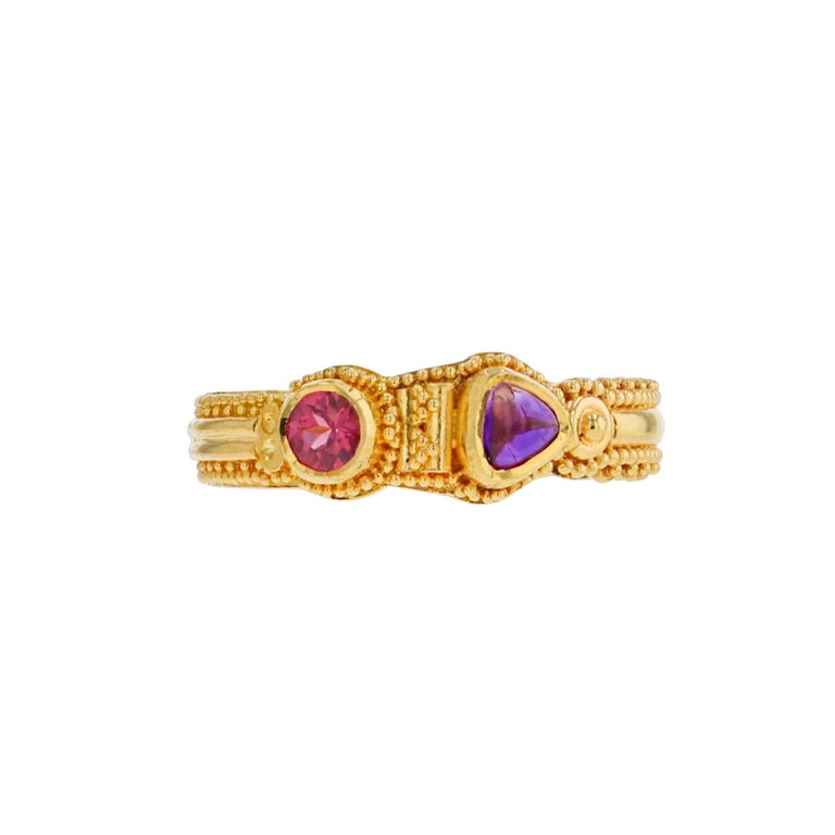 Kent Raible 18 Karat Gold Rhodolite Garnet and Amethyst Ring, Gold ...