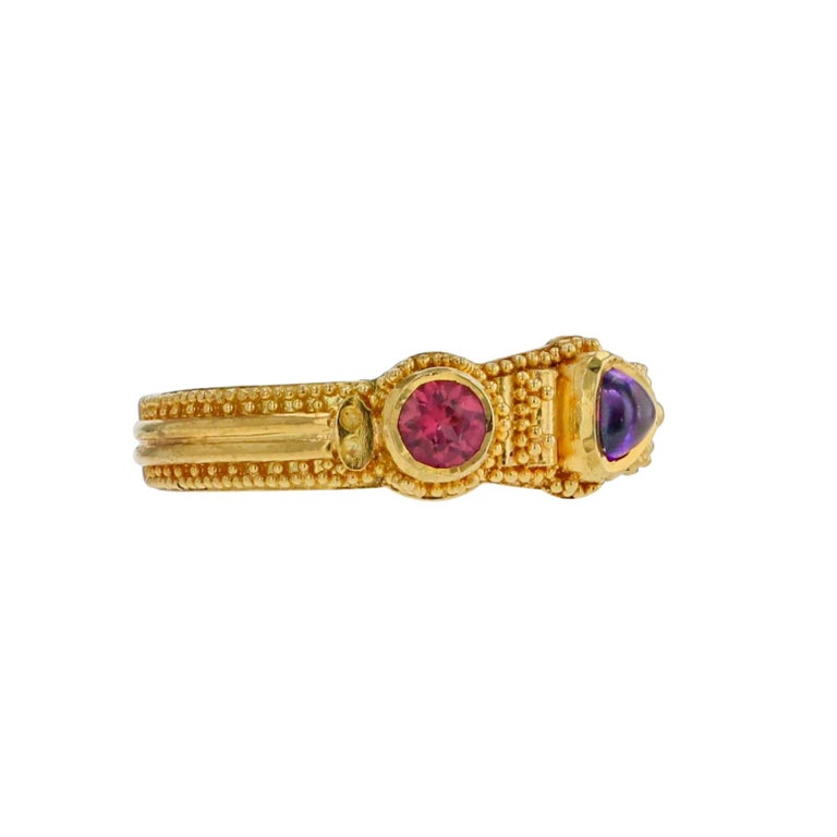 Kent Raible 18 Karat Gold Rhodolite Garnet and Amethyst Ring, Gold ...
