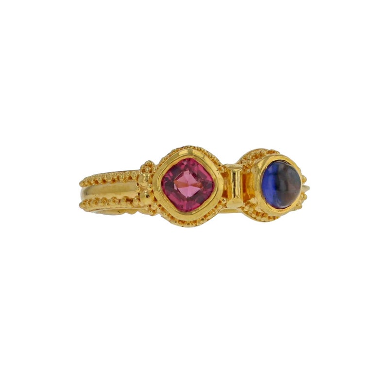 Kent Raible 18 Karat Gold Rhodolite Garnet and Iolite Ring with Gold ...