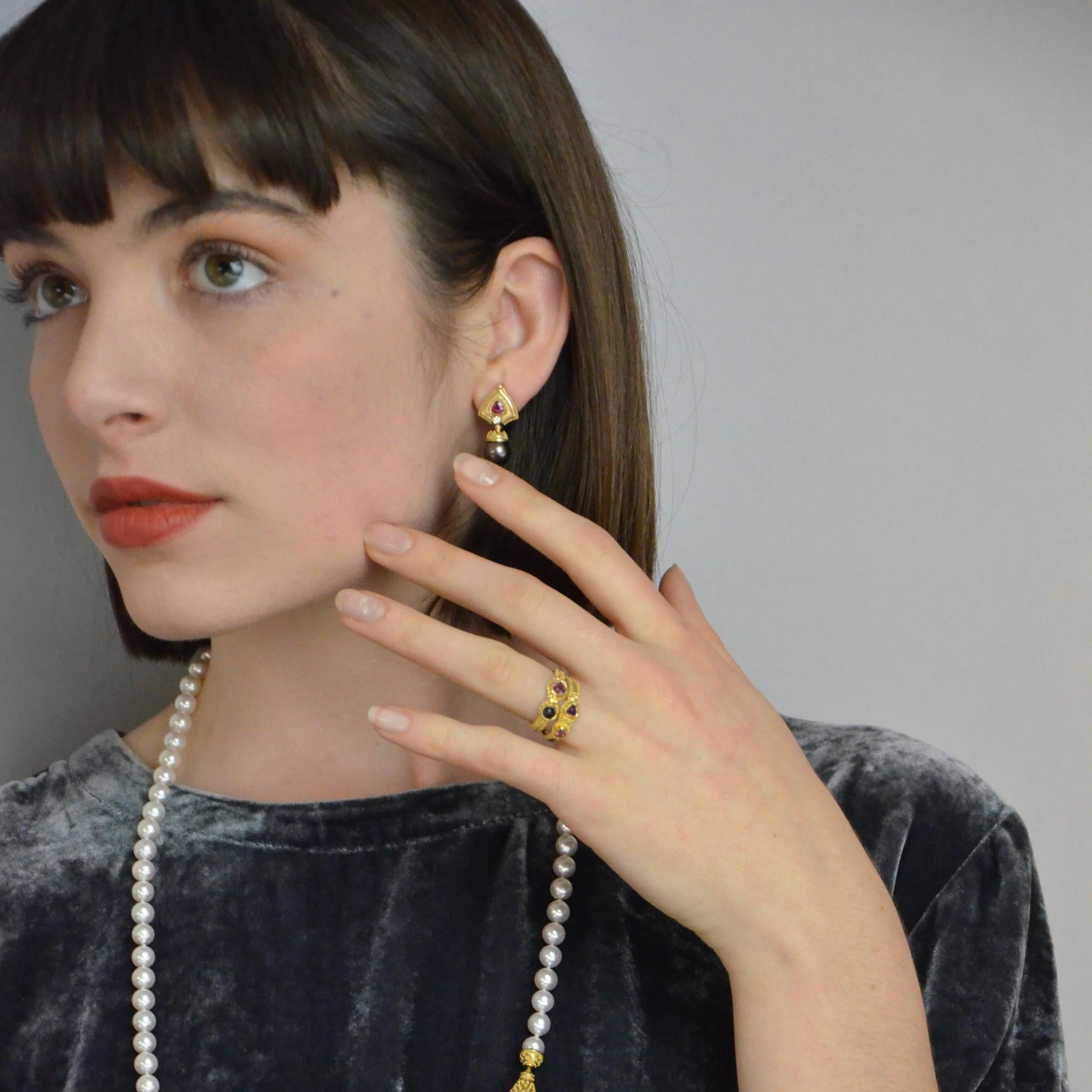 Kent Raible 18 Karat Gold Rhodolite Garnet and Iolite Ring with Gold ...