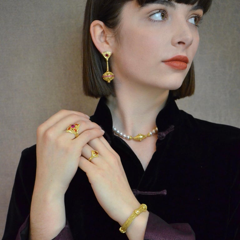 Kent Raible 18 Karat Gold Ruby, Mandarin Garnet Cocktail Ring with ...