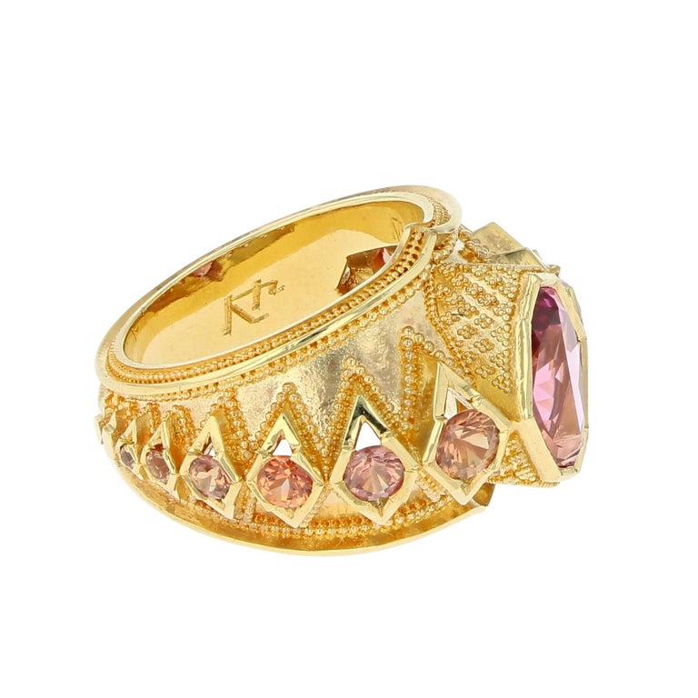Kent Raible 18 Karat Gold Spinel Sapphire Bespoke Cocktail Ring with ...