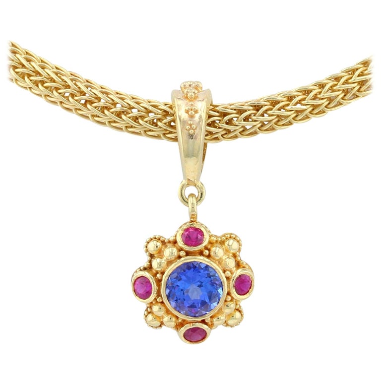Collier Kent Raible en or 18 carats, tanzanite et rubis avec ...
