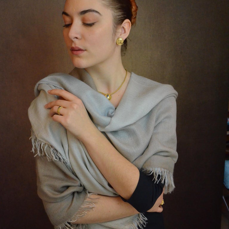 Kent Raible 18 Karat 'Golden Wave' Button Stud Earrings with Fine ...