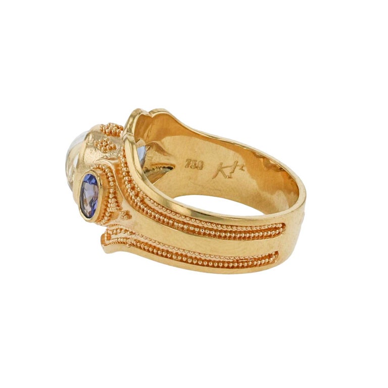 Kent Raible 18 Karat Three Stone Ring with Moonstone, Tanzanite and ...
