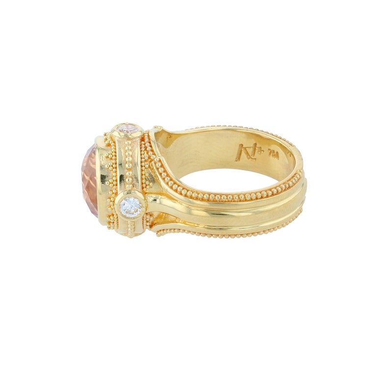 Kent Raible 18 Karat Gold Pink Tourmaline Diamond Cocktail Ring with ...