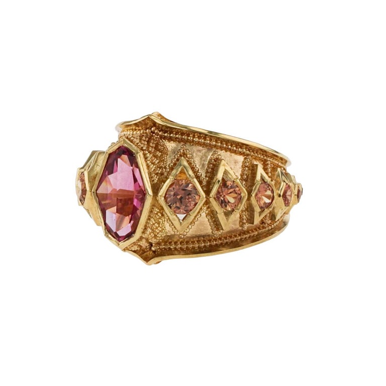 Kent Raible 18 Karat Gold Spinel Sapphire Bespoke Cocktail Ring with ...