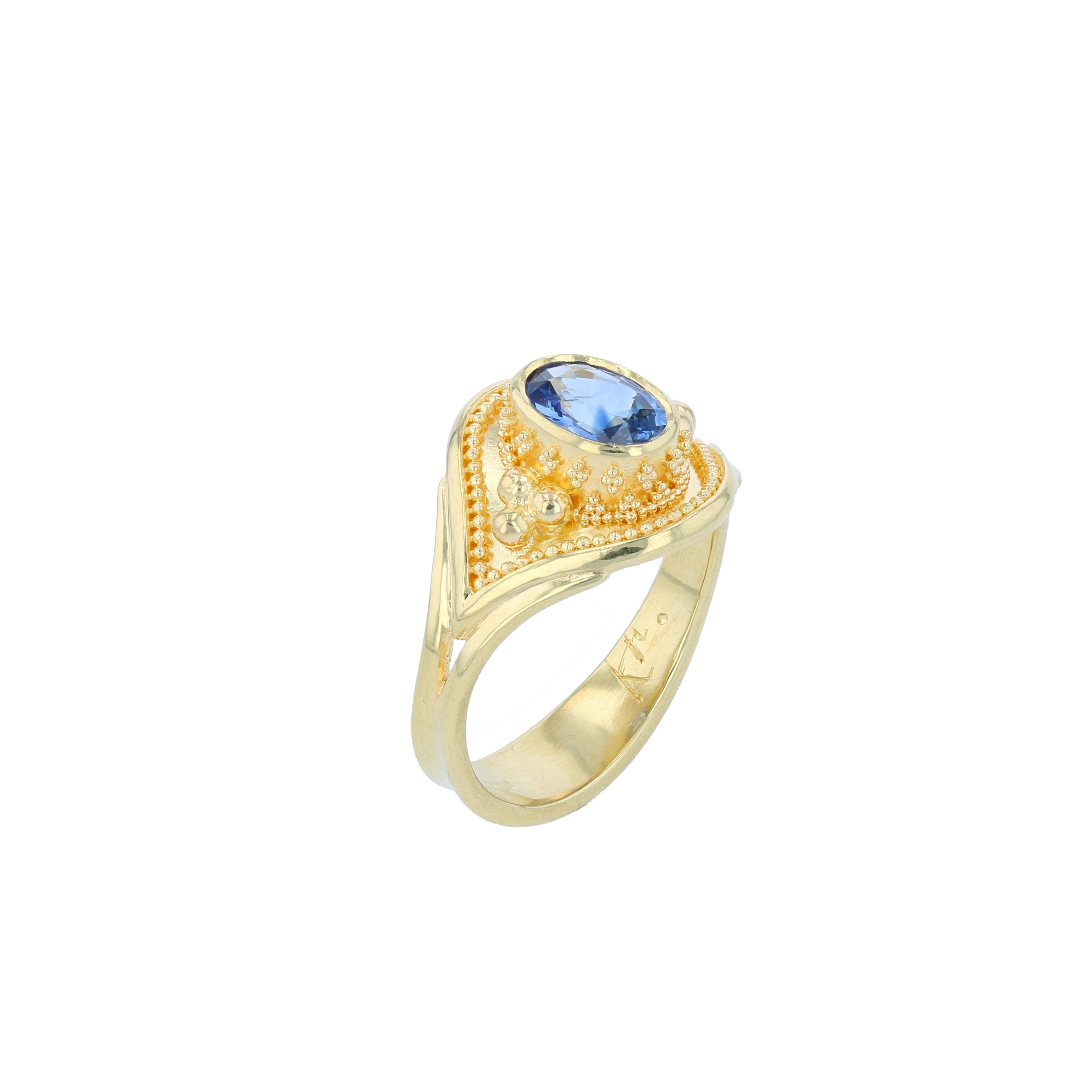 Kent Raible 18K Gold Blue Sapphire Solitaire Ring with 18 Karat Gold ...