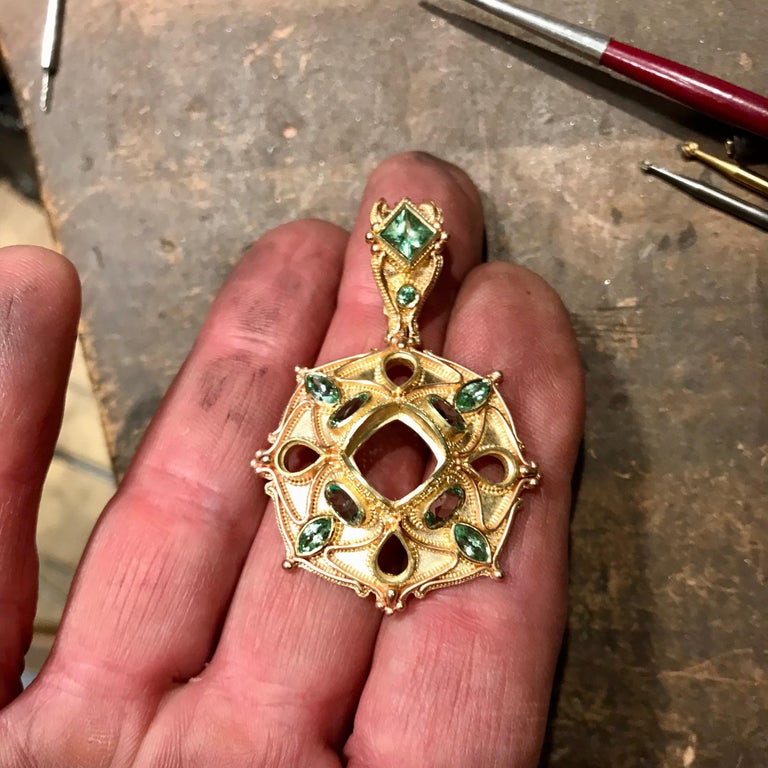 Kent Raible Rainbow Moonstone Mandala 18 Karat Gold Pendant Enhancer ...