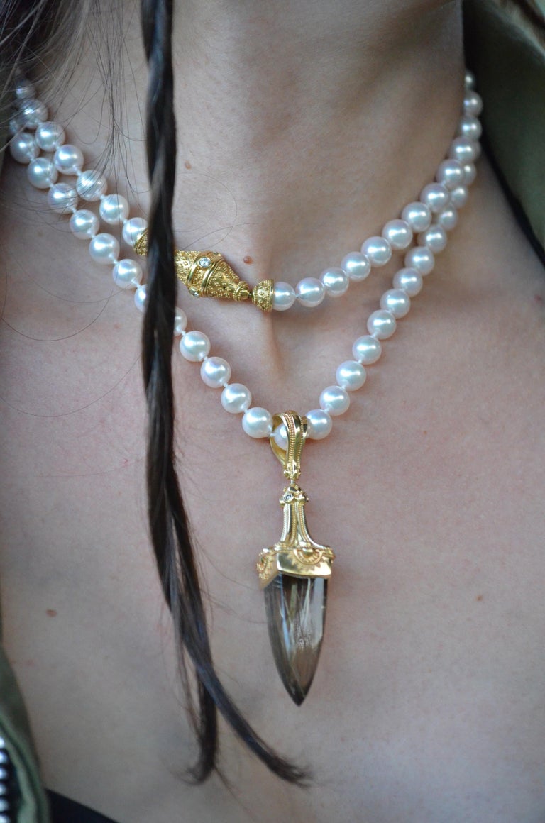 Kent Raible's Rutilated Quartz Diamond Pendulum Drop Pendant 18KGold ...