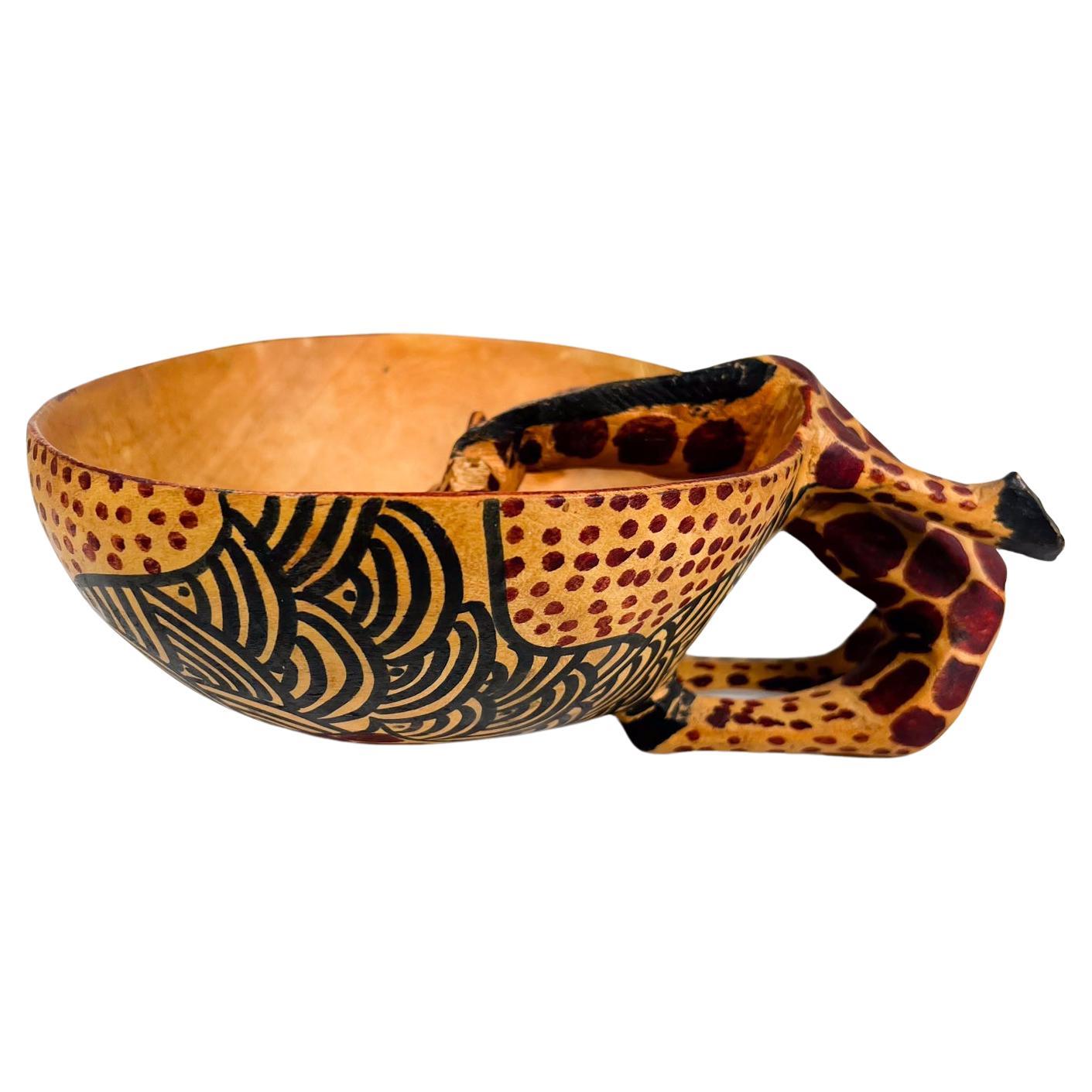 Kenya Hand Carved Giraffe Art Decorative Maple Wood Bowl Catch All For ...