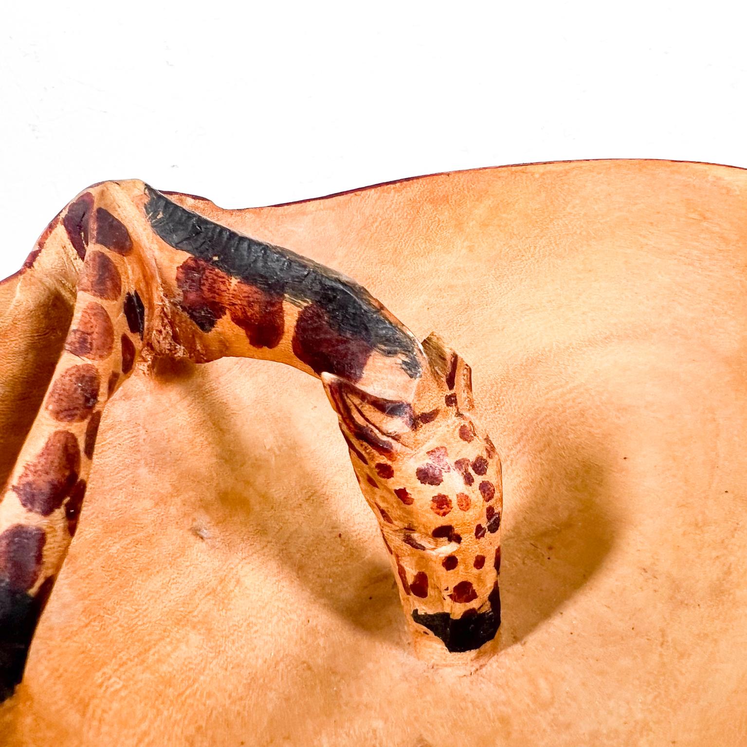 Kenya Hand Carved Giraffe Art Decorative Maple Wood Bowl Catch All For ...