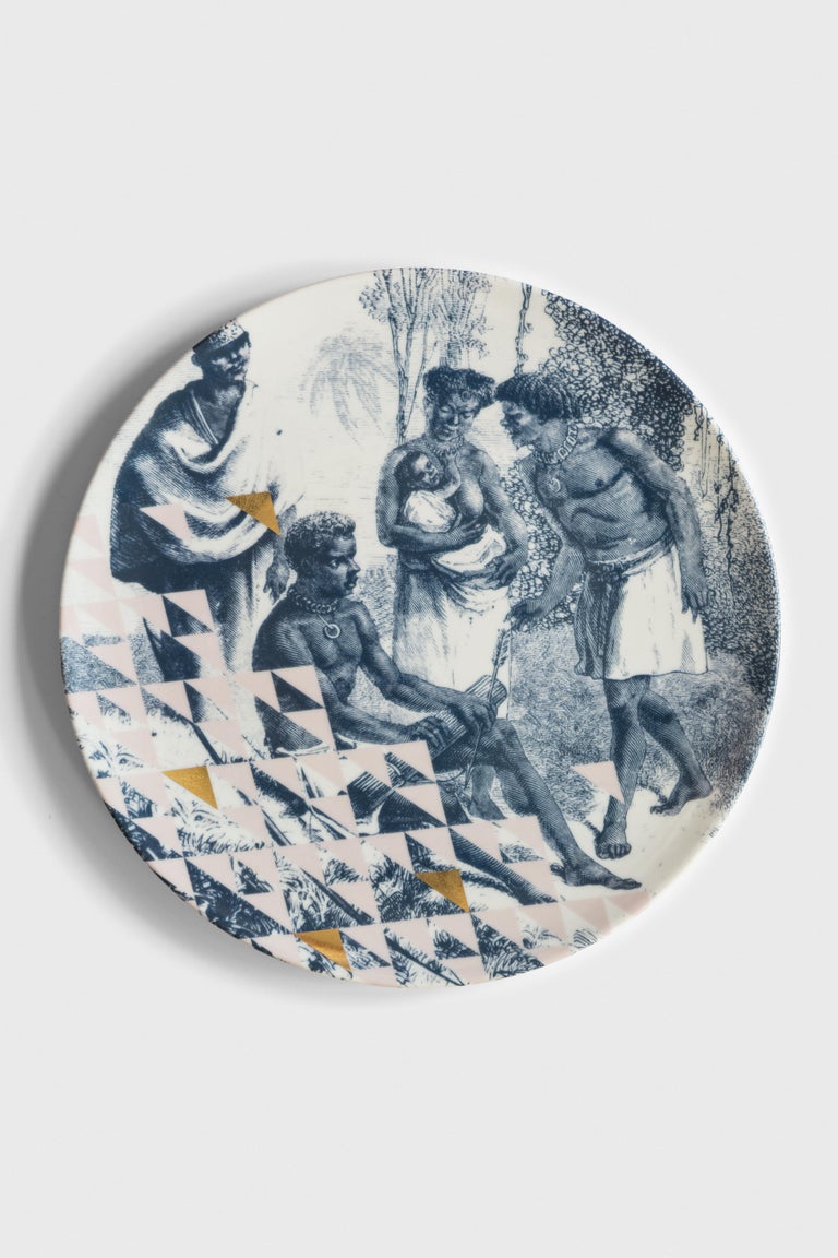 Kenya, Six Contemporary Porcelain Dinner Plates with Decorative Design ...