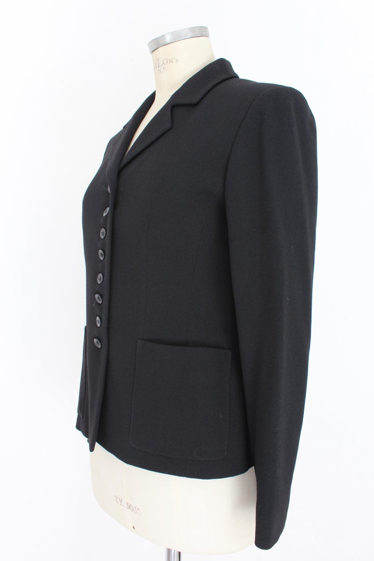 Kenzo Black Wool Fitted Jacket For Sale at 1stDibs