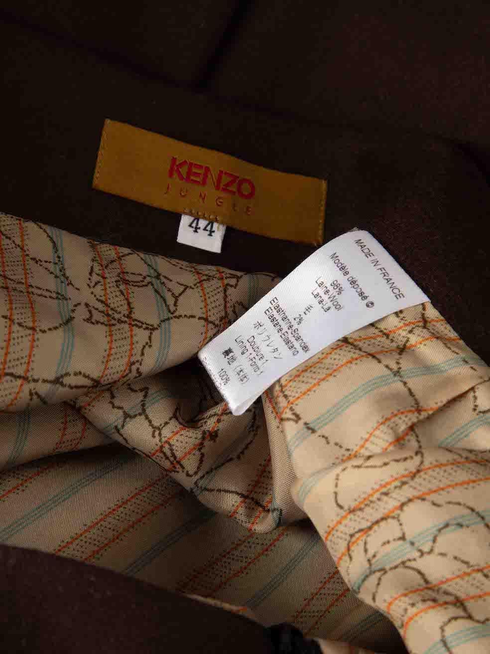 Kenzo Brown Wool Pinstriped Pattern Skirt Suit Size XXL For Sale at 1stDibs