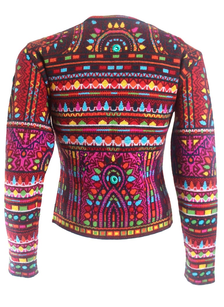 Kenzo Elaborate Indian Patterned Sweater with Sisha Mirror Decoration ...