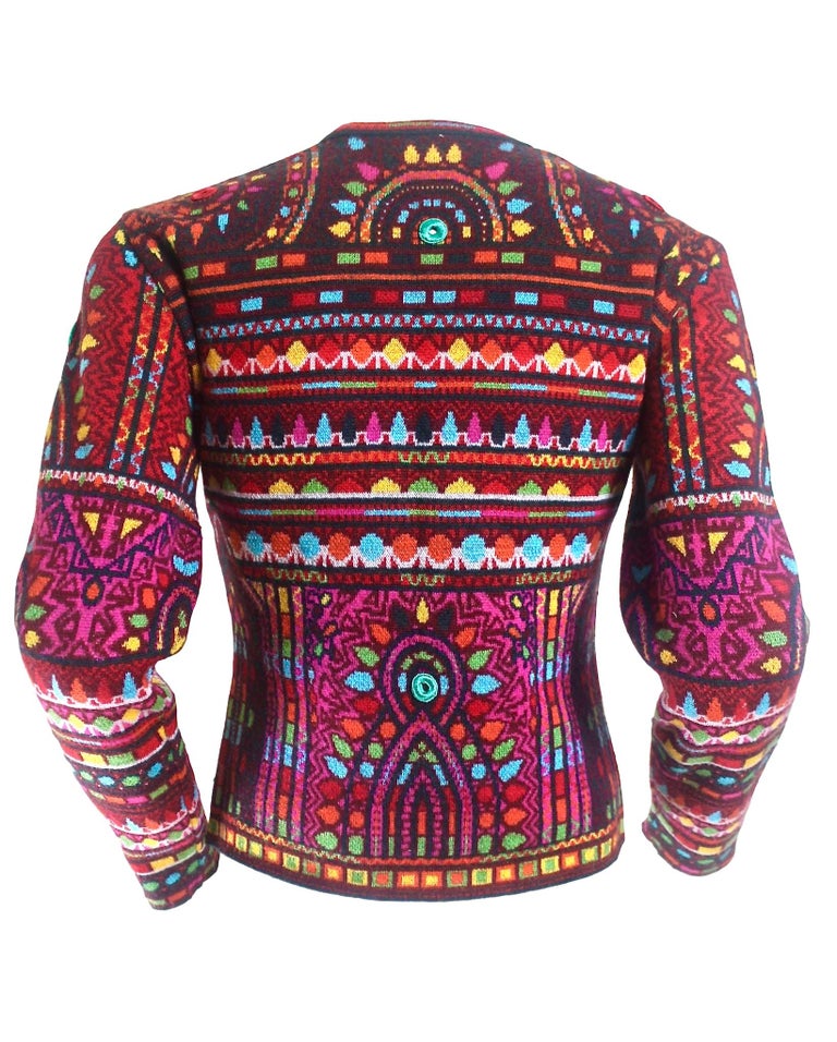 Kenzo Elaborate Indian Patterned Sweater with Sisha Mirror Decoration ...