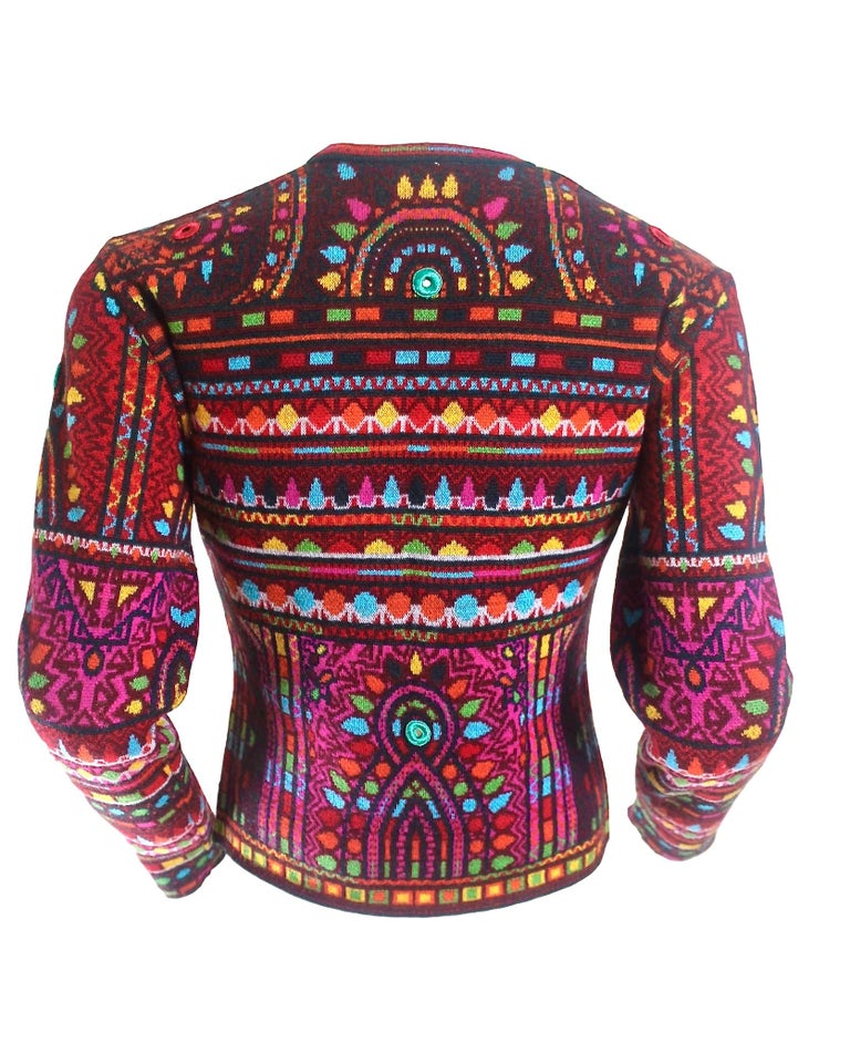 Kenzo Elaborate Indian Patterned Sweater with Sisha Mirror Decoration ...