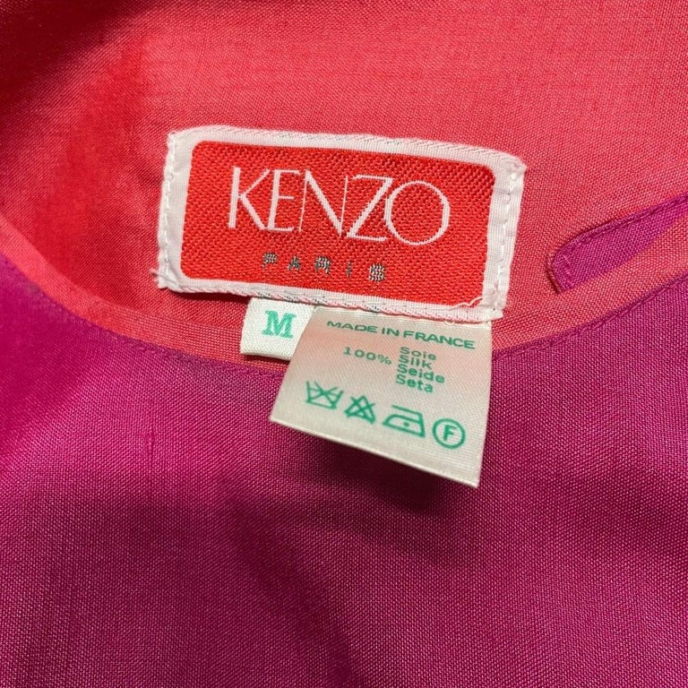 Kenzo Vintage green silk with multicolor details 80s dress For Sale at ...