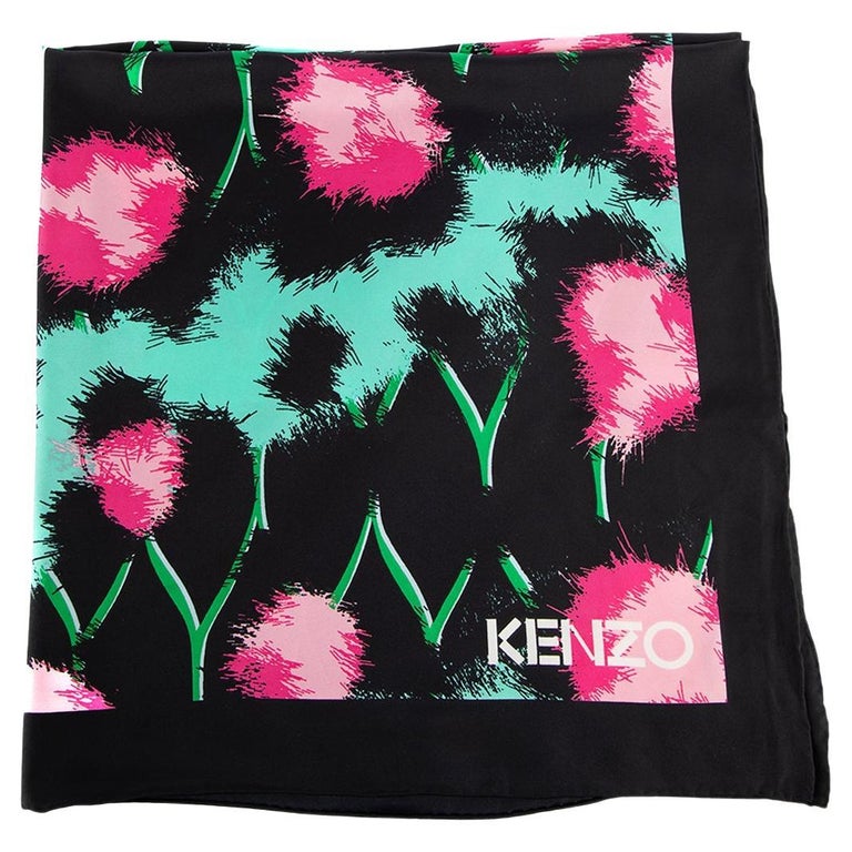 Kenzo Women's Abstract Floral Silk Scarf For Sale at 1stDibs