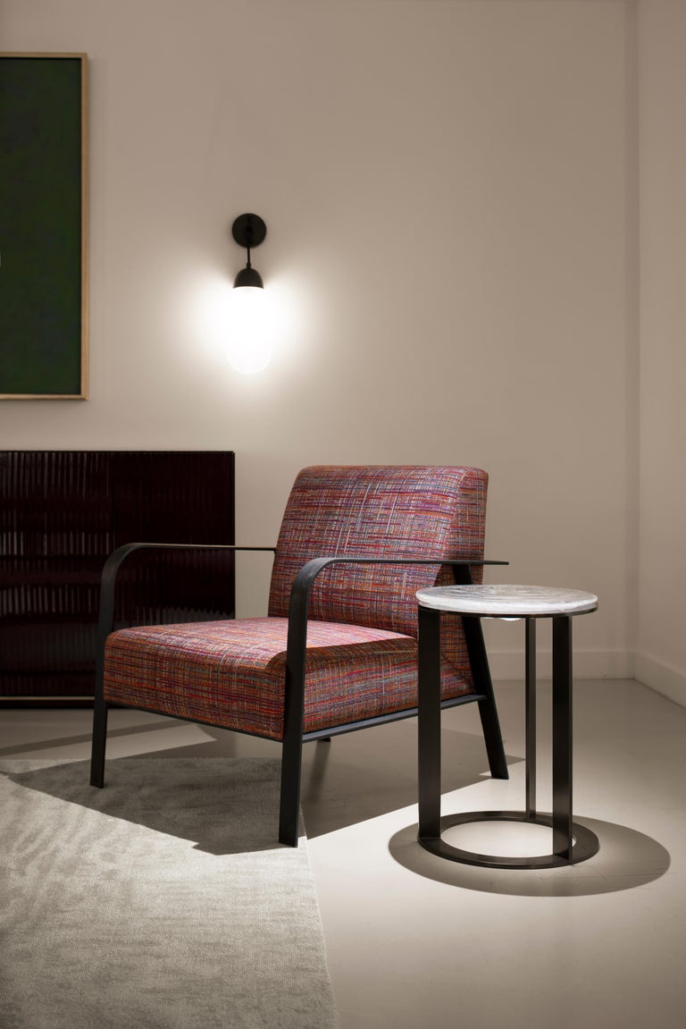 Kepler Side Table in Metal and Ladle Poured Cast Glass For Sale at 1stDibs