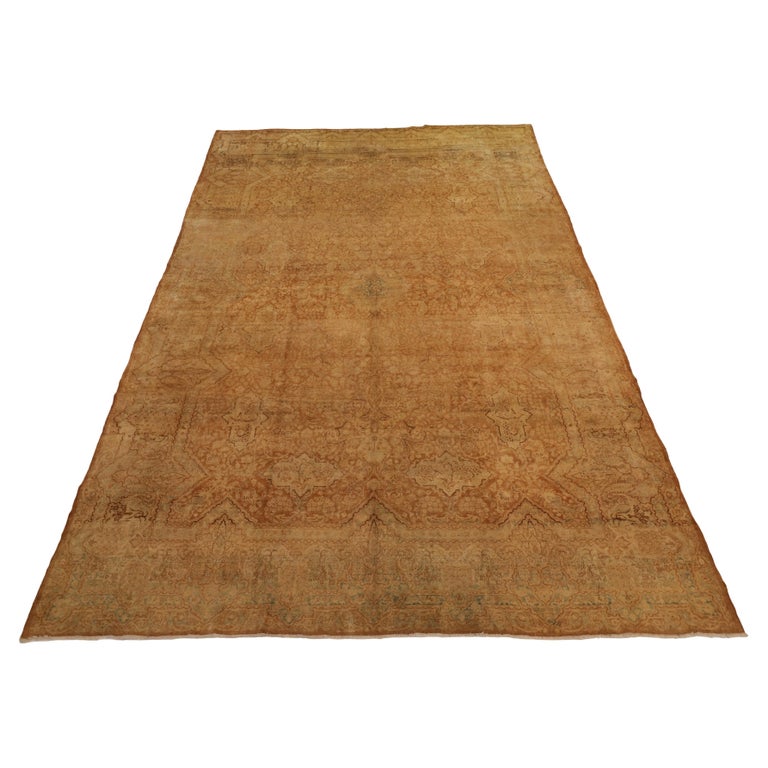 Kerman Antique Faded Room Size Rug, Beige Red - 9 x 15 For Sale at 1stDibs