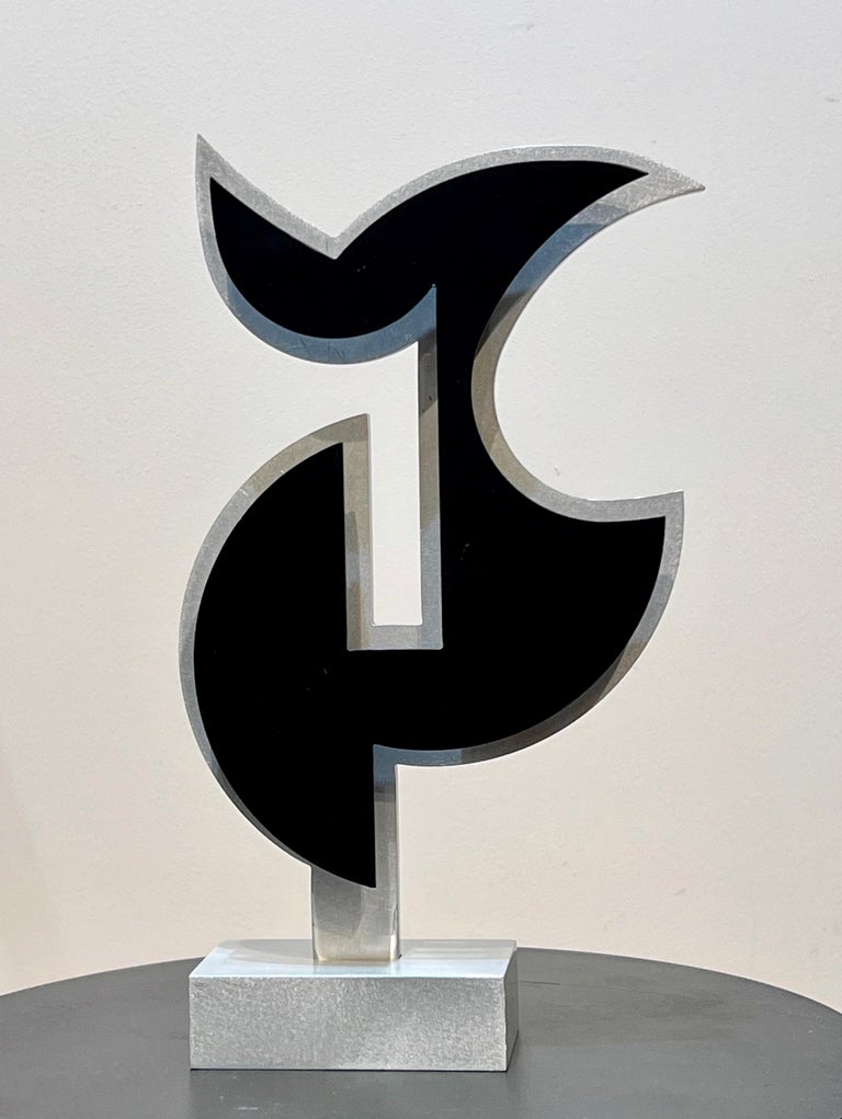 Kerry Green - Flame, sculpture by Kerry Green, abstract, silver, black ...