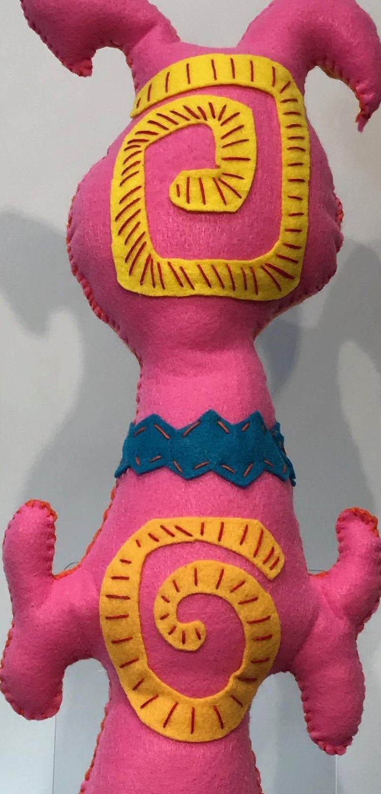 Kerry Green - Free Range Critter, soft sculpture, orange, pink, hearts ...