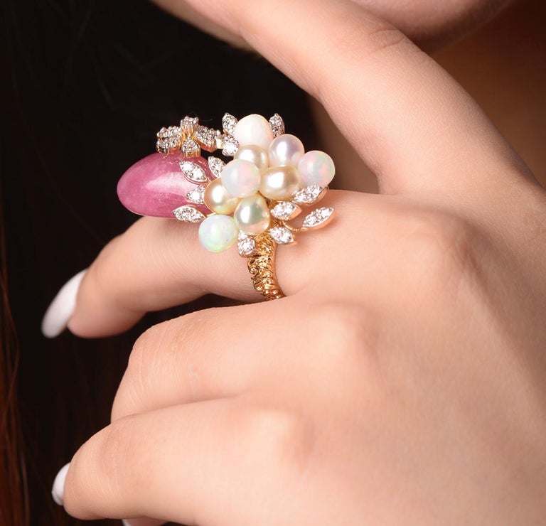 Keshi Pearls, Pink Burmese Tourmaline Tumbles and Ethopian Opals ...