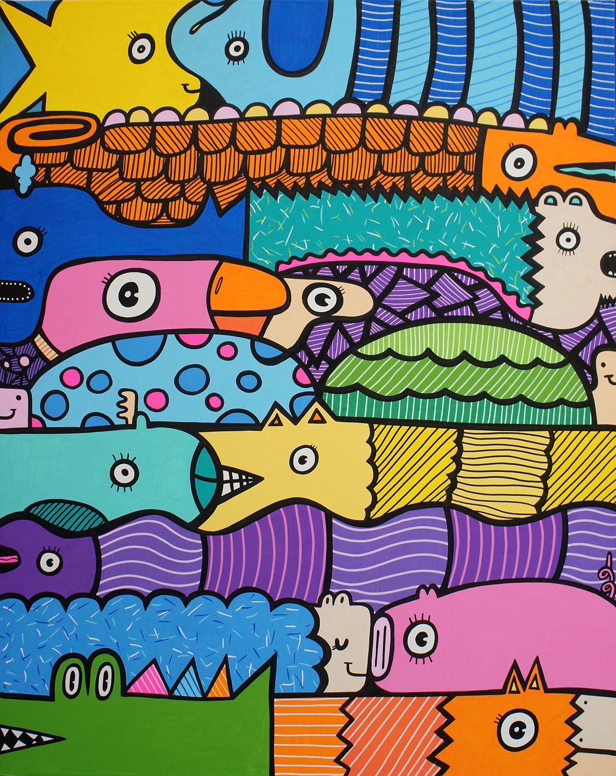 Kev Munday - Animal Stripes, Painting, Acrylic on Canvas For Sale at ...