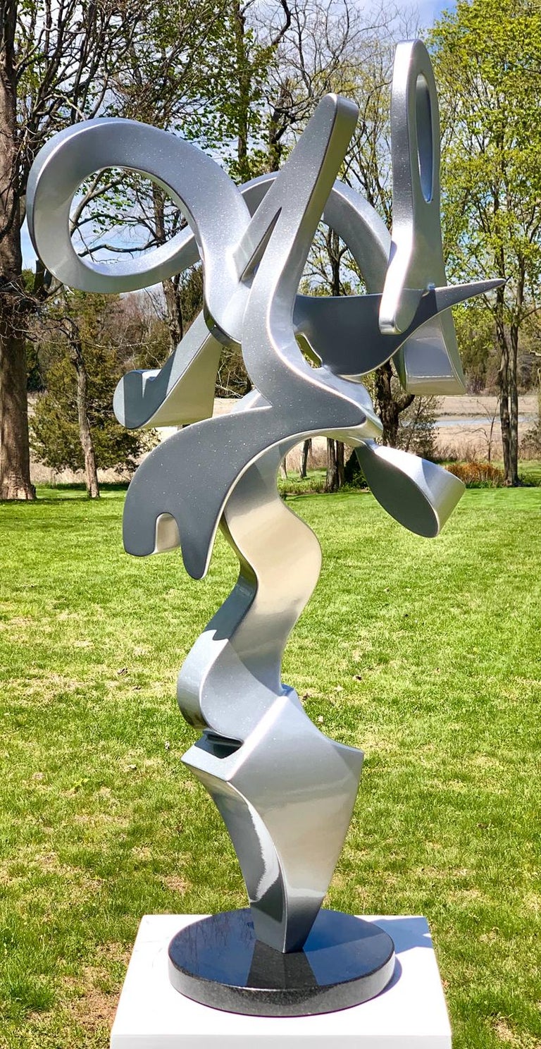 Kevin Barrett - "Harp" Abstract Aluminum Metal Sculpture, Silver ...