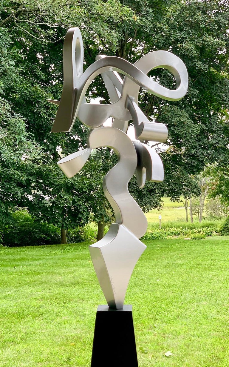 Kevin Barrett - "Harp" Abstract, Aluminum Metal Sculpture, Silver ...