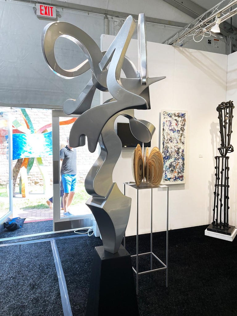 Kevin Barrett - "Harp" Abstract, Aluminum Metal Sculpture, Silver ...