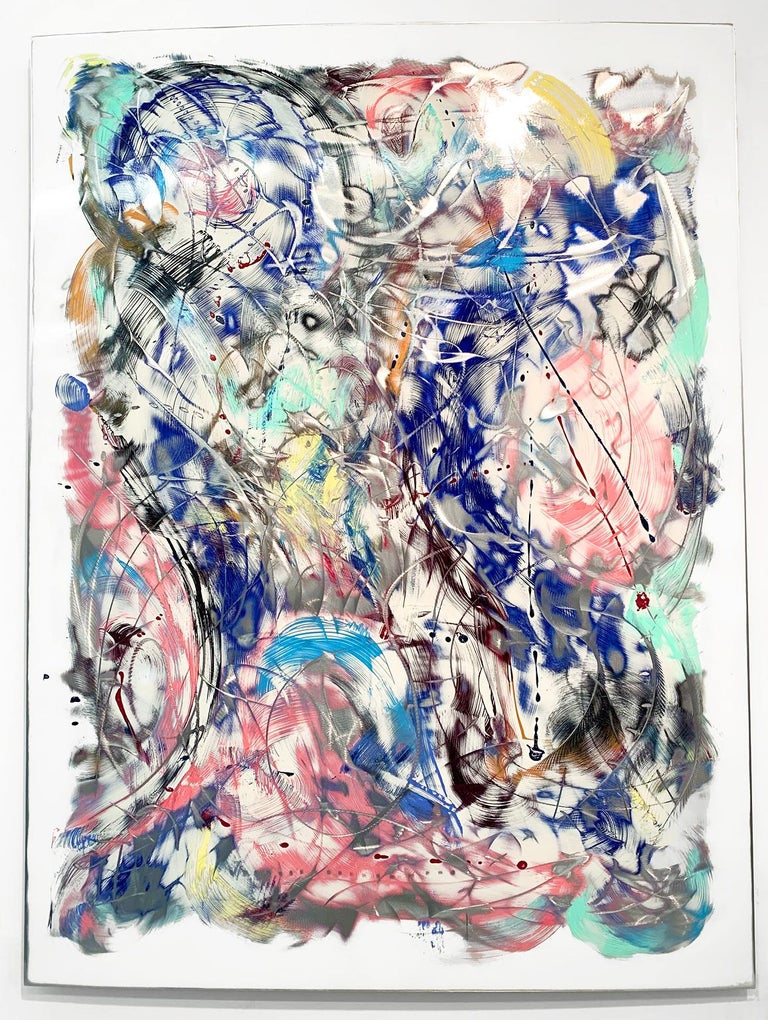 Kevin Barrett - "Southbeach", Colorful Abstract Painting on Aluminum ...